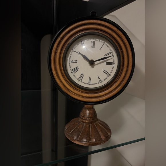 Accents | Rustic Farmhouse Table Clock Wood Metal 9 Decor Working Clock ...